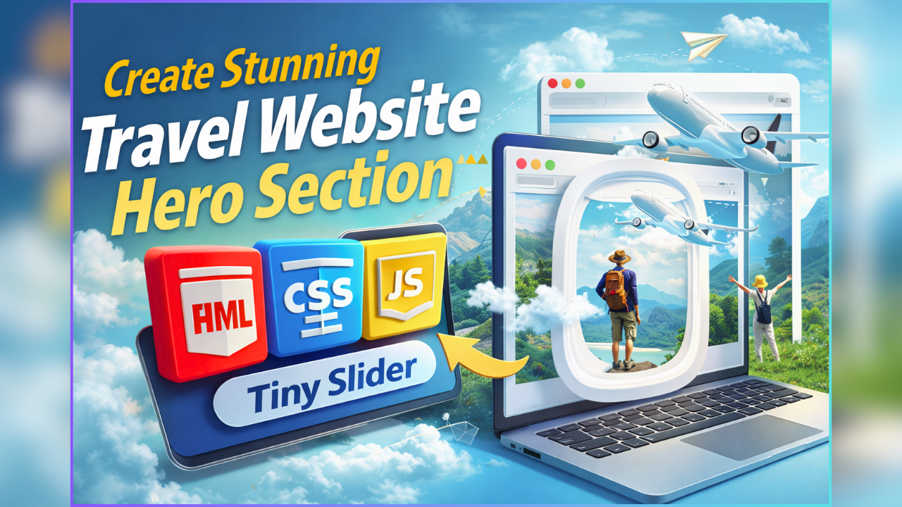 Travel Website Hero Section Using HTML CSS JavaScript & Tiny Slider
