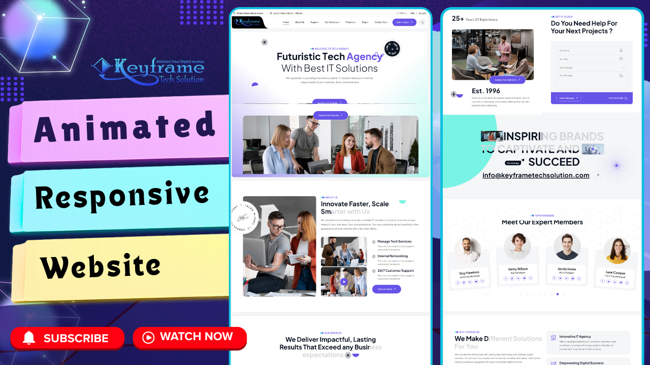 Responsive Landing Page HTML CSS JavaScript with Animation & Source Code
